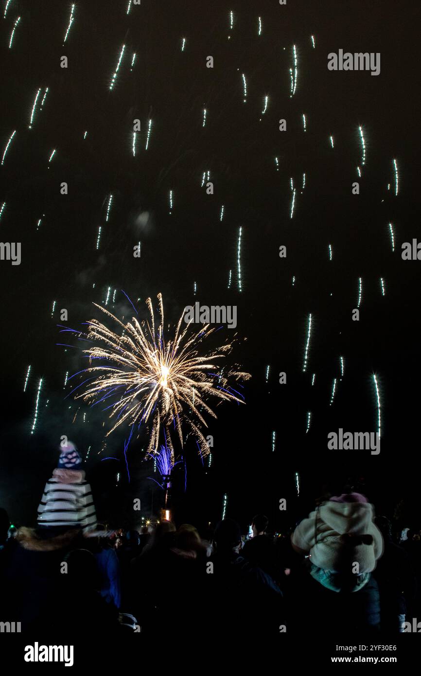 Crowds watching the Bicester Round Table 2024 annual fireworks display ...