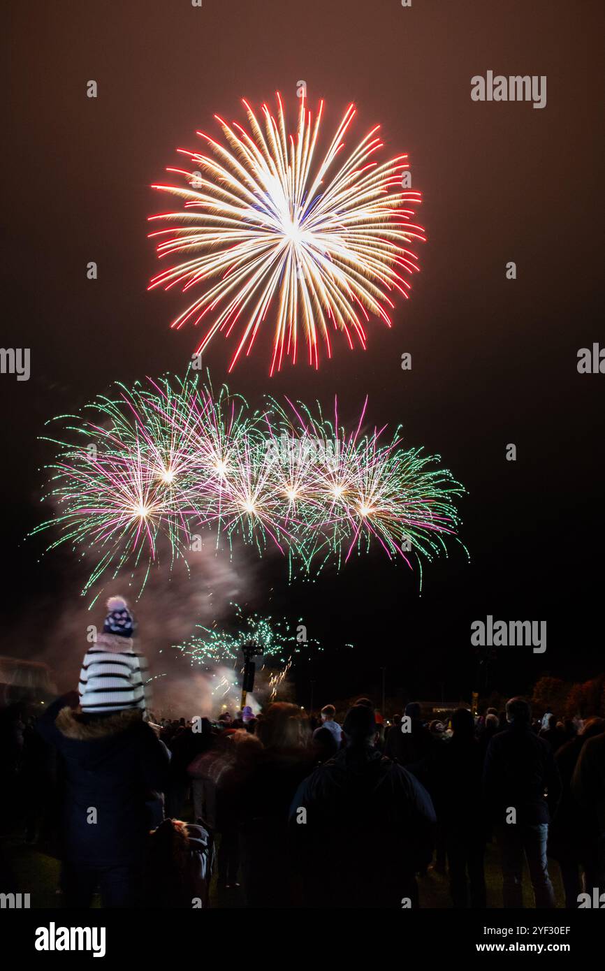 Crowds watching the Bicester Round Table 2024 annual fireworks display ...
