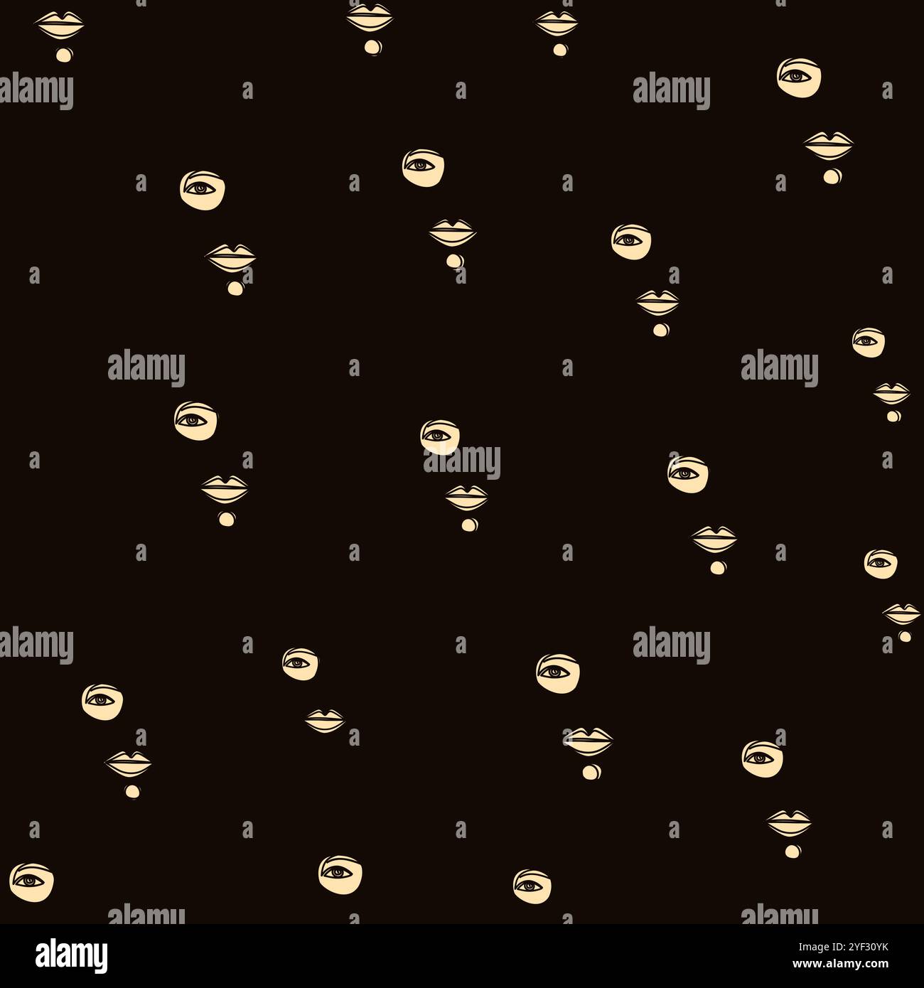 Woman face Continuous line seamless pattern. Abstract Female portrait ...