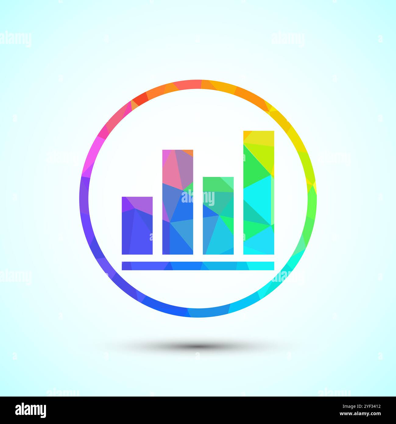 Bar chart logo design illustration, Graph icon, Growth logo sign, Growth chart low poly style ...