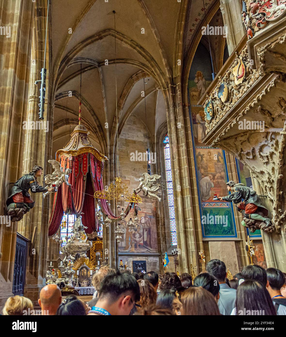St Vitus Cathedral's Gothic Interior With St John of Nepomuk Silver ...