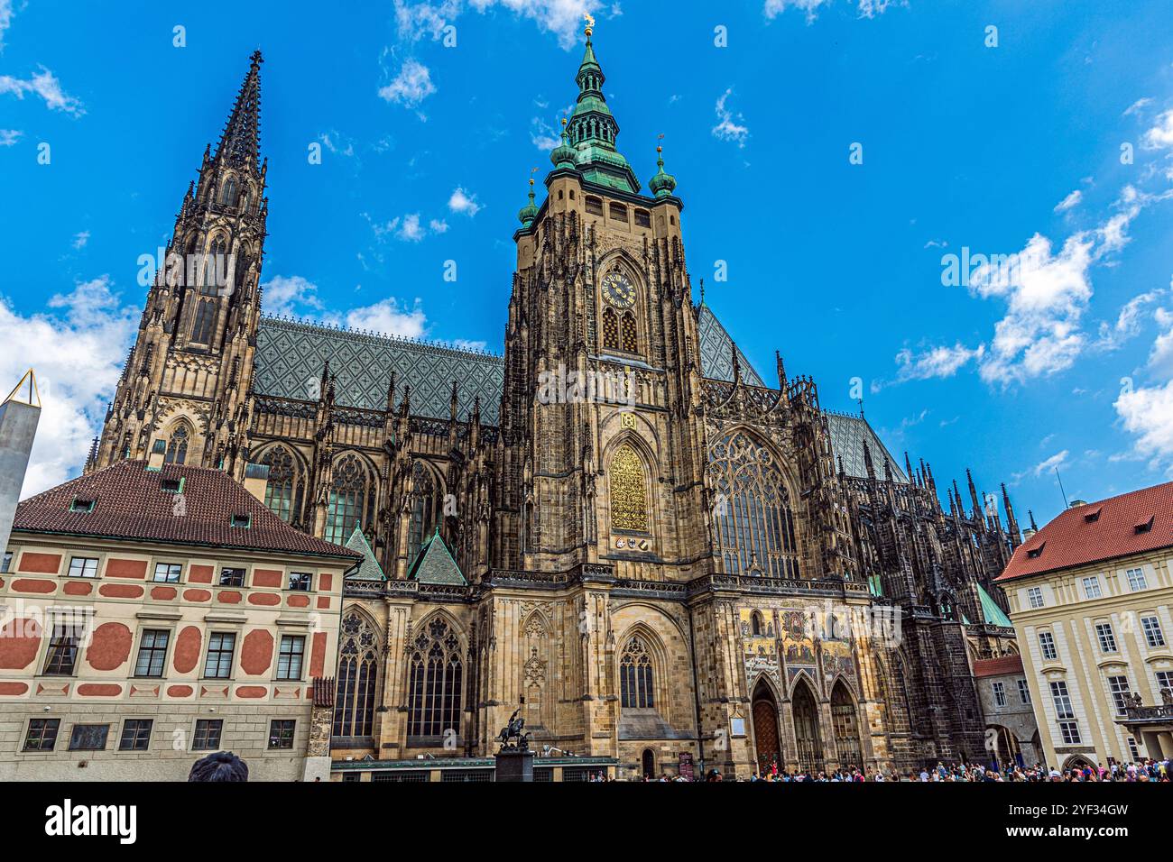 St Vitus Cathedral's Side View from 3rd Castle Courtyard In Prague ...