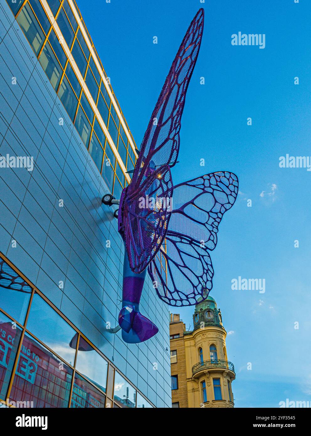 WW2 Spitfire Plane Butterflies By David Cerny Hanging From Building In ...