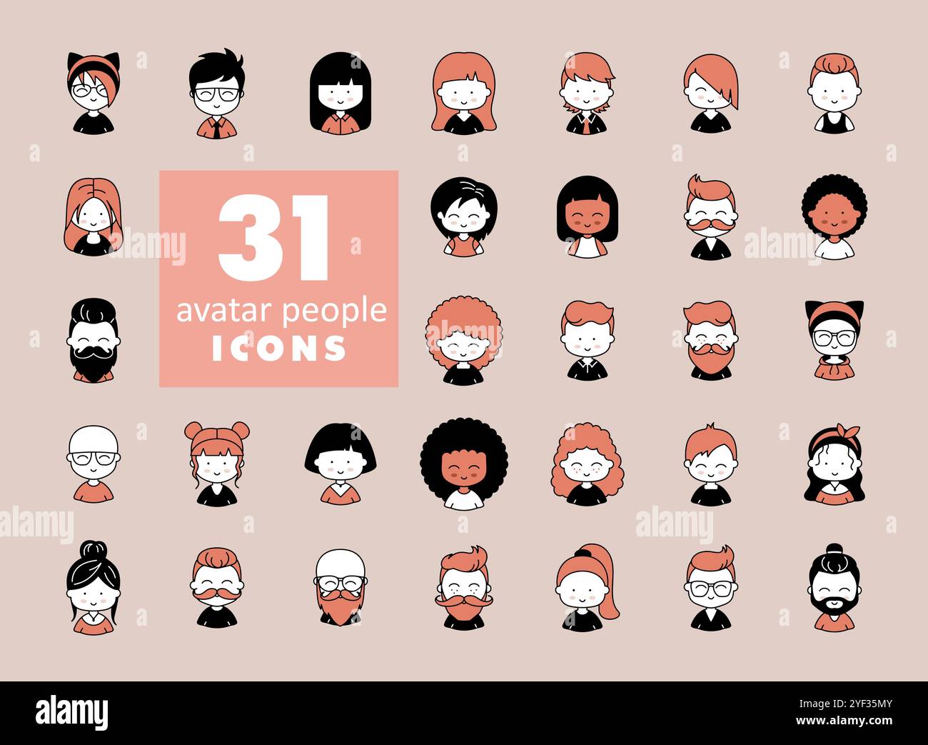 Set of avatar related vector icons. Includes such icons as person, user ...