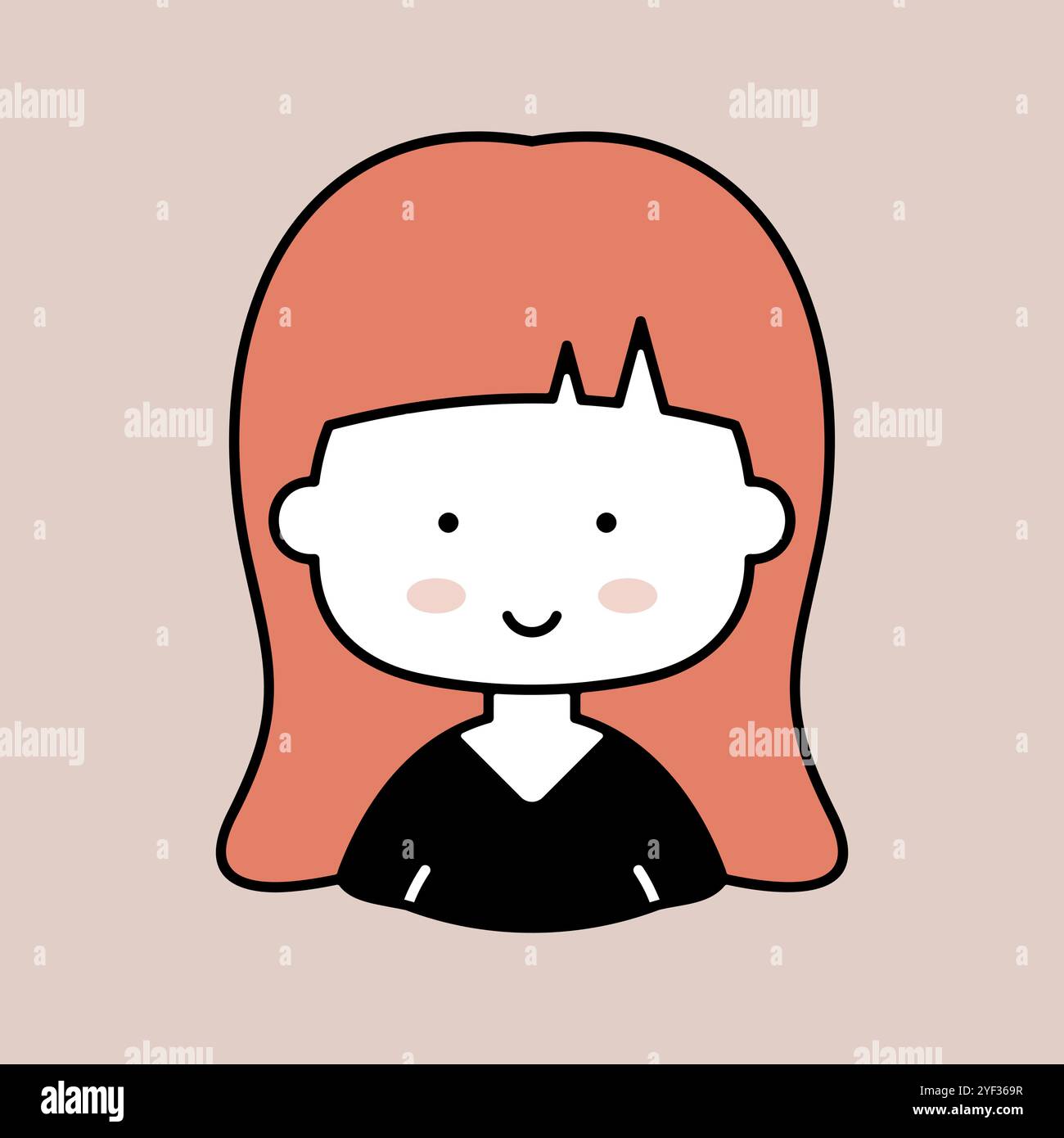 Woman girl with long straight hair vector icon. Hair down symbol ...