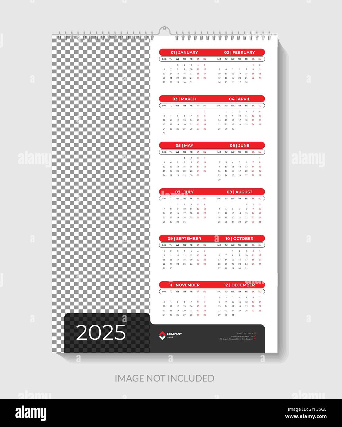Calendar design week starts Monday with a corporate set template vector ...