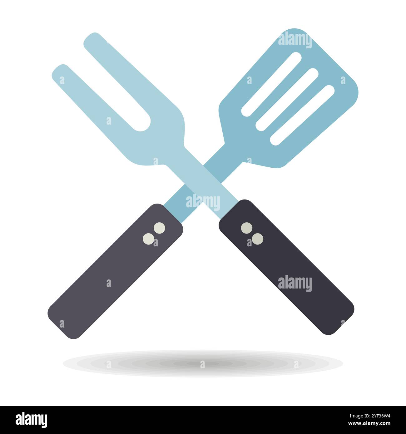 Big fork and spatula vector icon. Kitchen appliance. Graph symbol for ...
