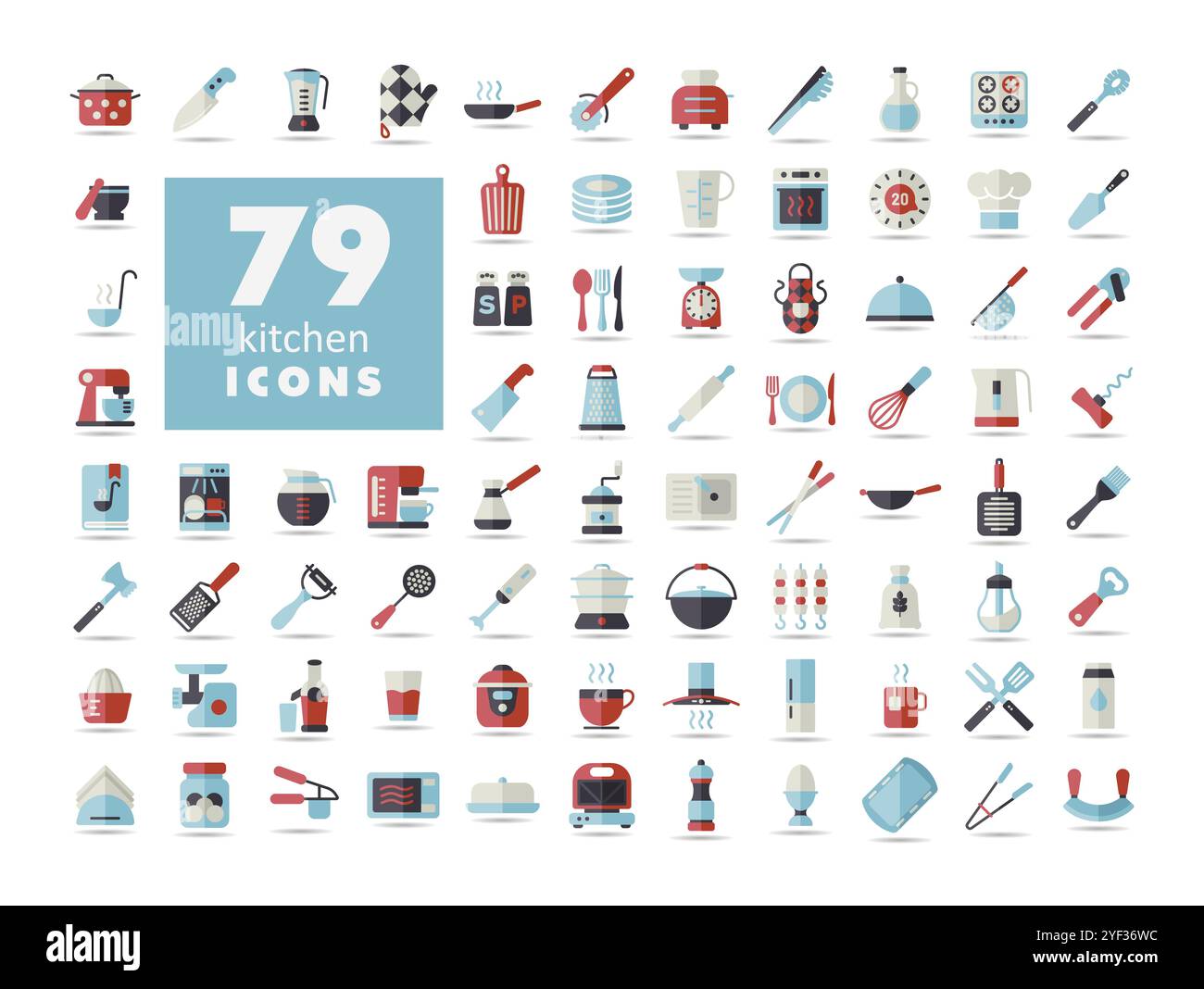 Cooking and kitchen vector icons set. Graph symbol for cooking web site ...