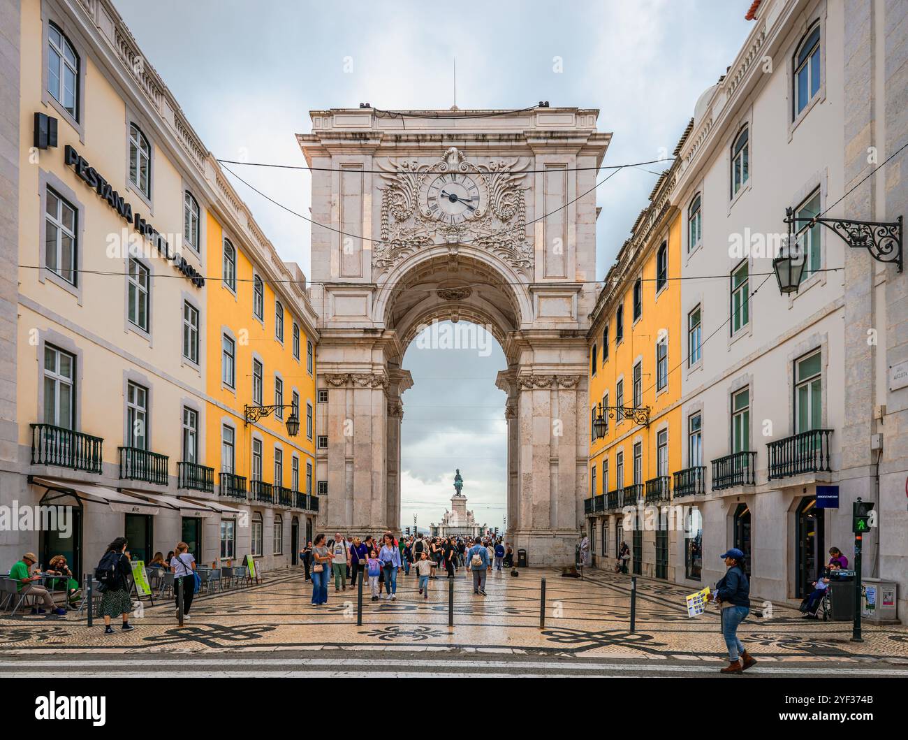 Lisbon, Portugal - October 24 2024: Rua Augusta Arch, a stone, memorial ...