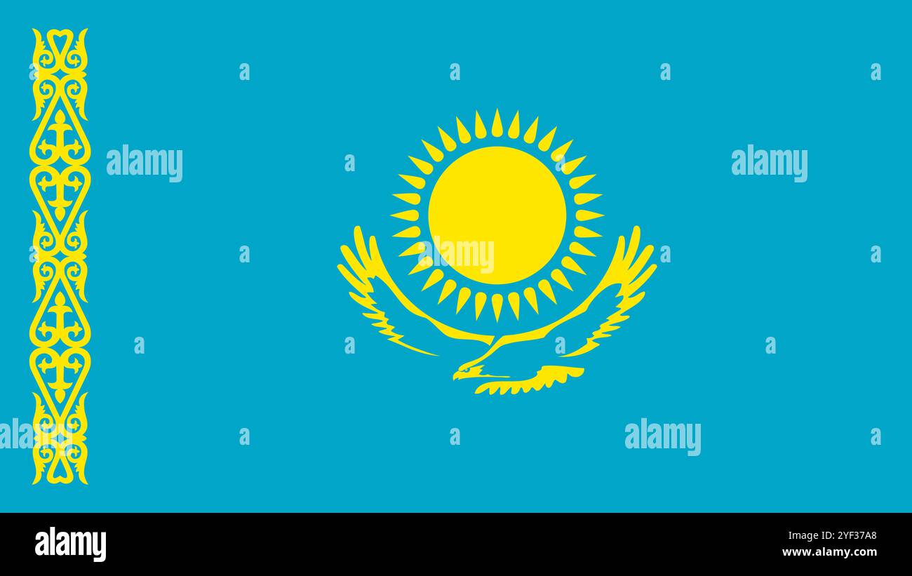 Flag of Kazakhstan, 16:9 Format, Kazakhstan Flag, Vector Images Stock ...