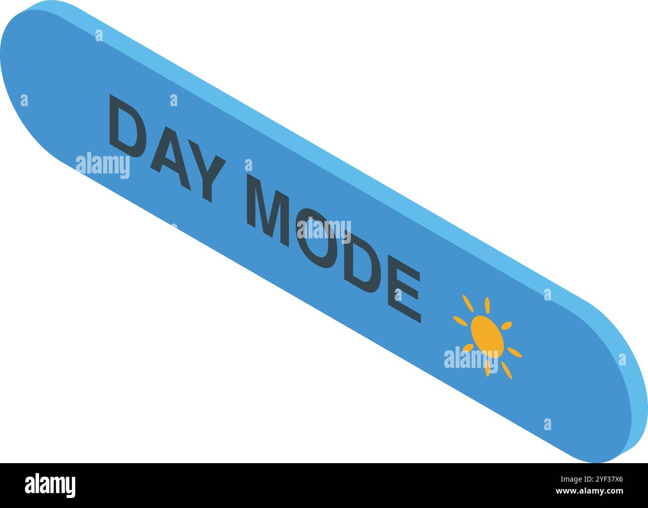 Day mode blue button with sun icon representing light setting, isolated ...