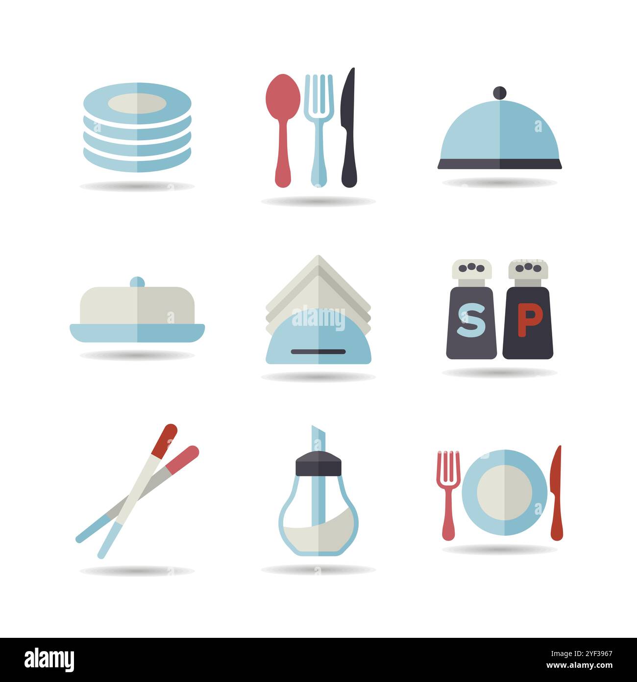 Restaurant vector isolated icon set. Serving food sign. Graph symbol ...