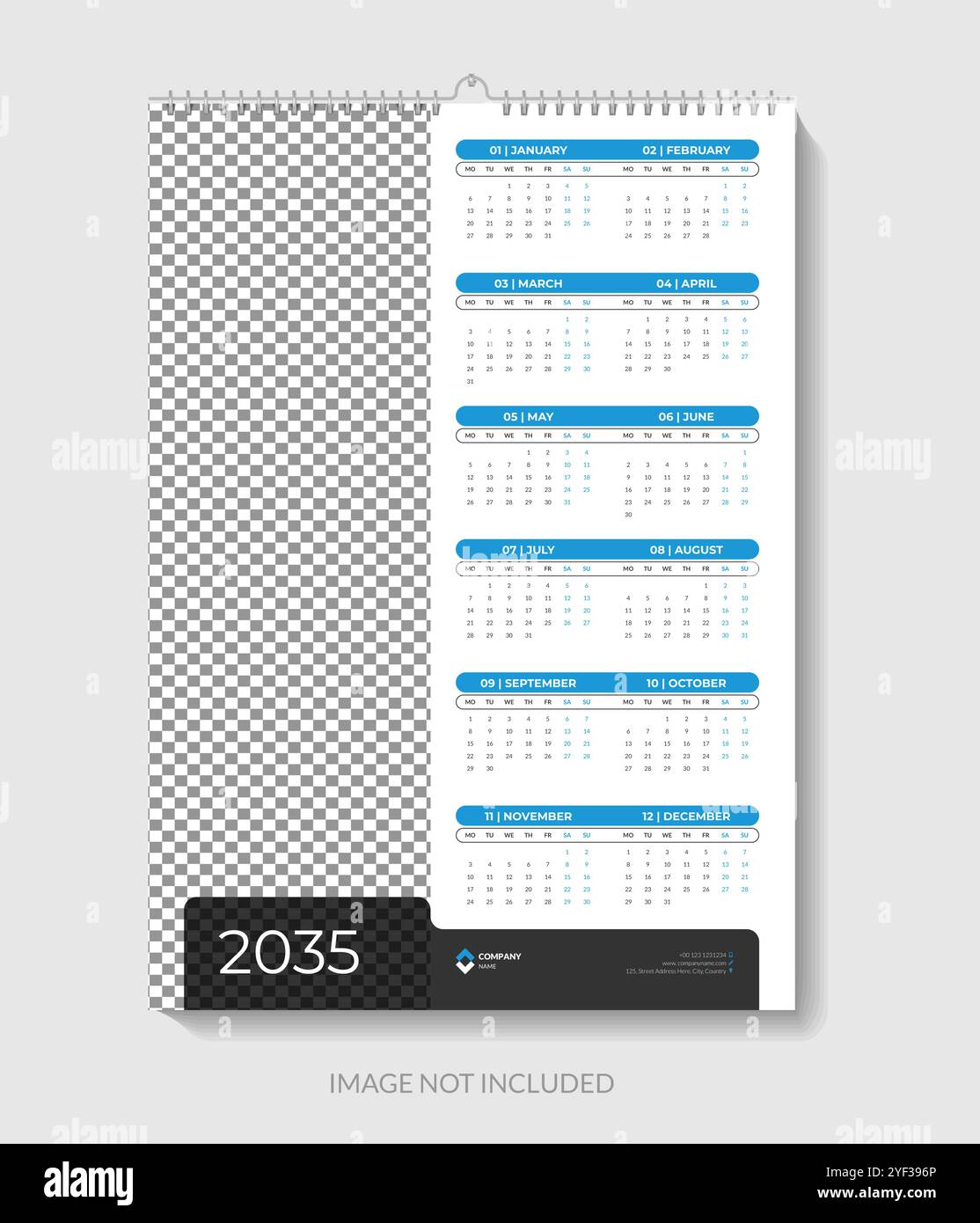 Calendar design week starts Monday with a corporate set template vector ...