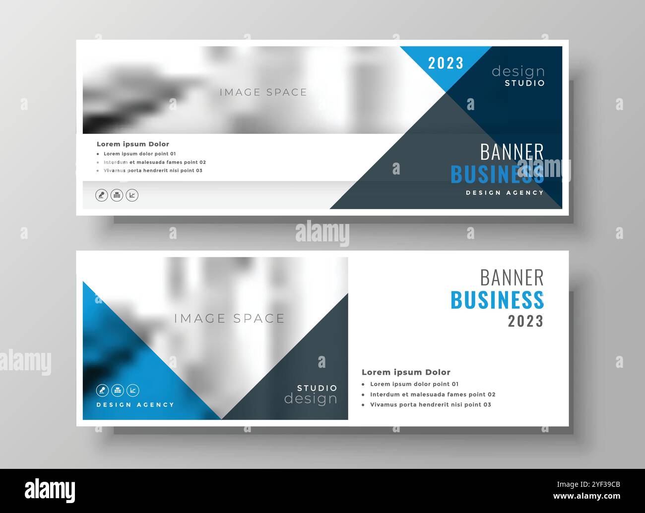 stylish business presentation banner in blue theme design Stock Vector ...