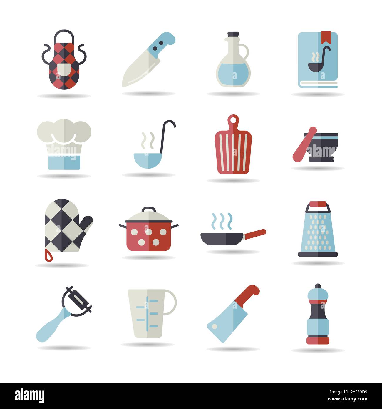 Cooking foods and kitchen vector isolated icon set. Graph symbol for ...