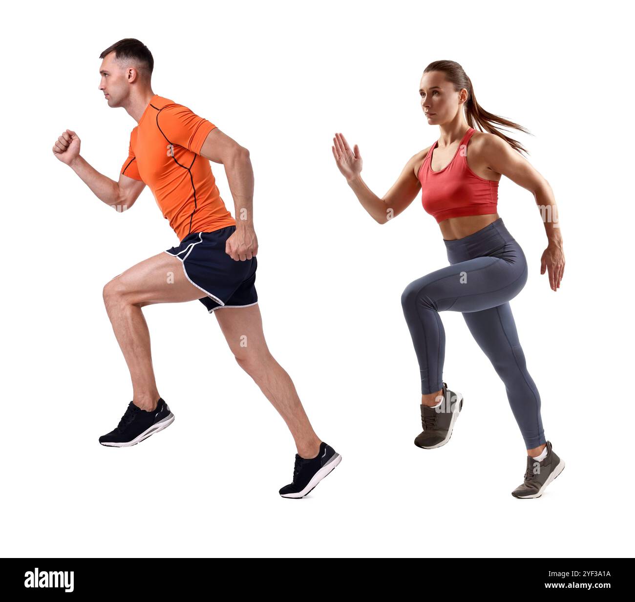 Young athletic couple running Cut Out Stock Images & Pictures - Alamy