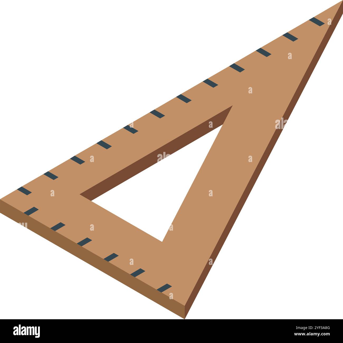 Triangular wooden ruler with measuring scale lying on a white ...