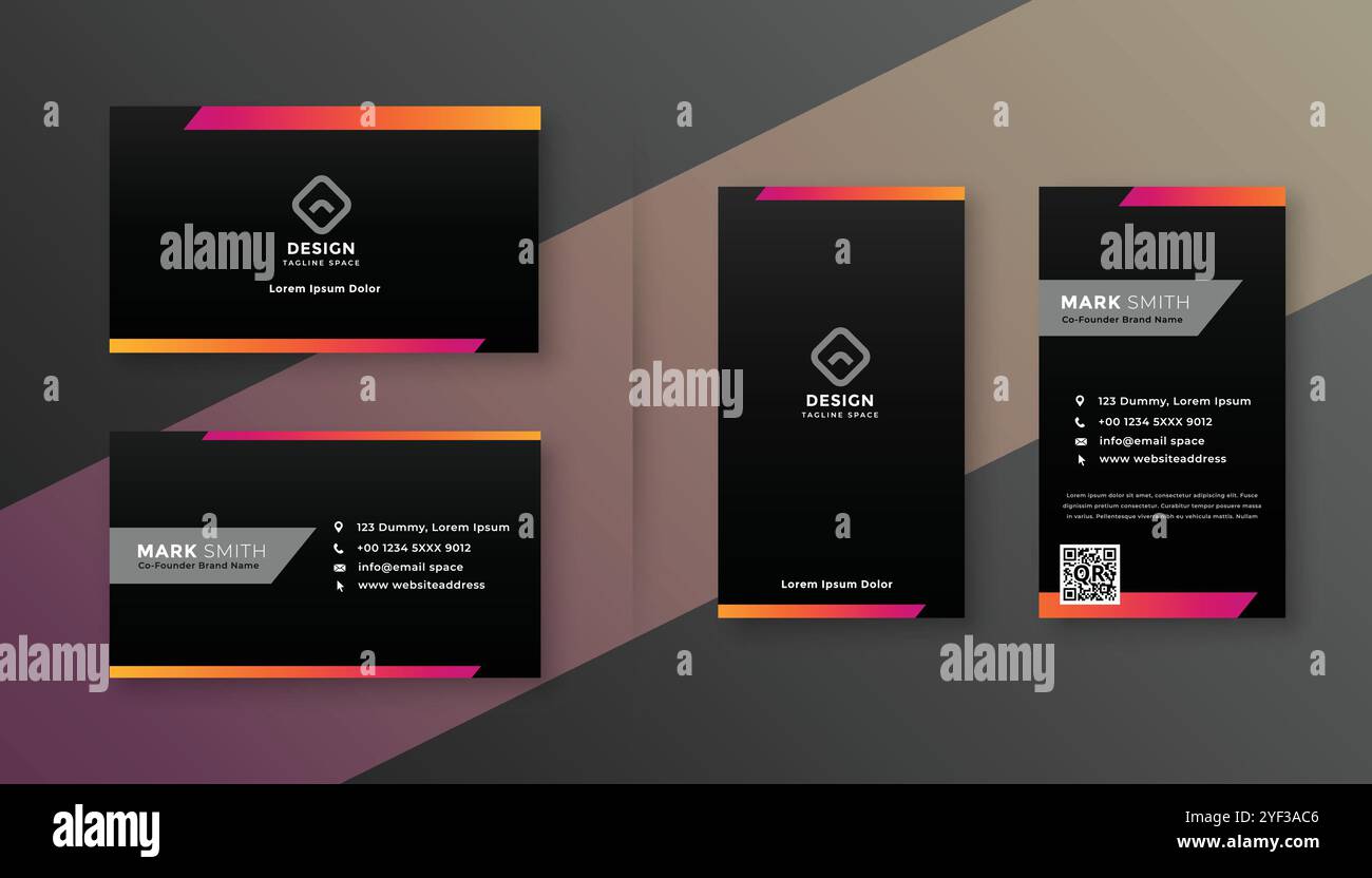 dark business card design with colorful shape Stock Vector Image & Art ...