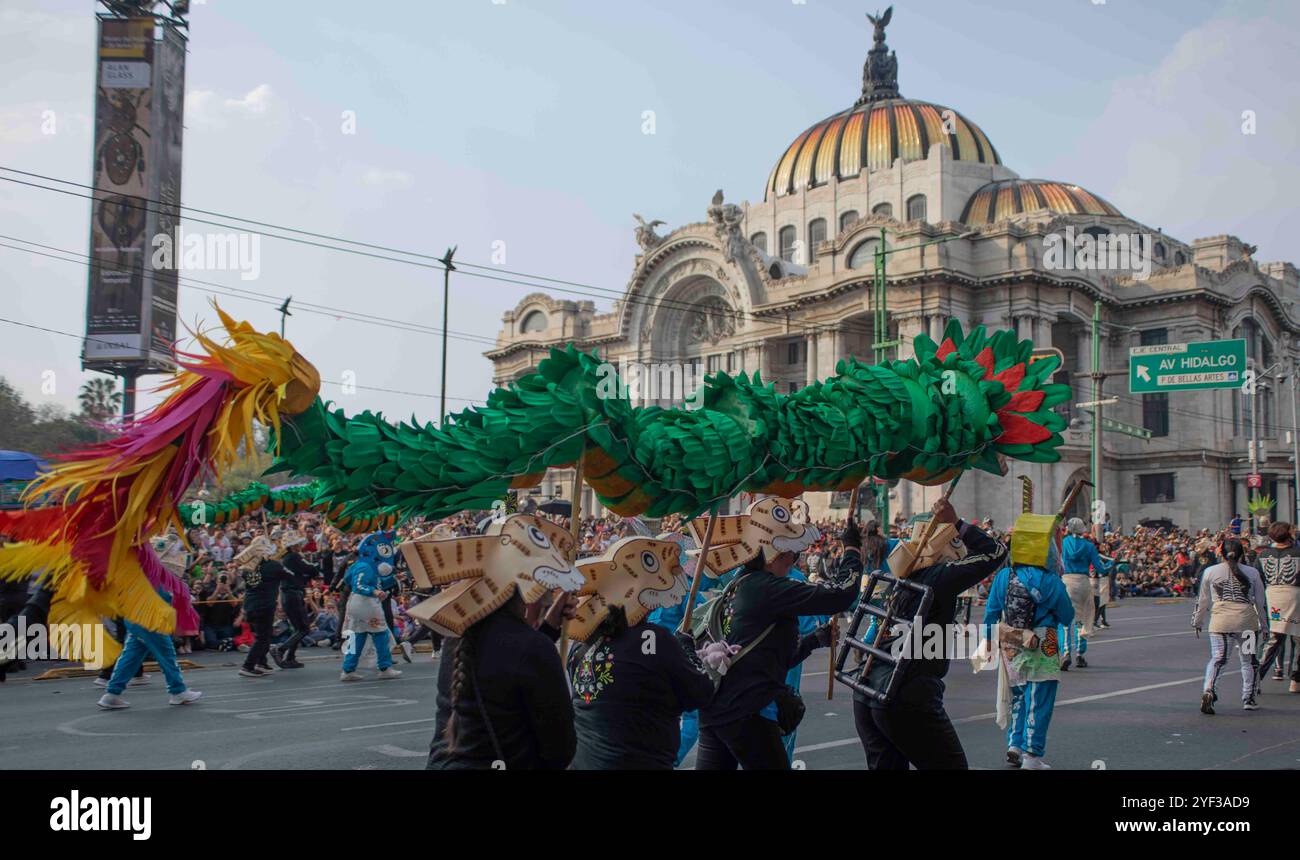Floats and hundreds of citizens dressed in Day of the Dead-themed ...