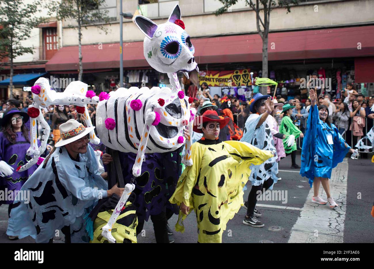 Floats and hundreds of citizens dressed in Day of the Dead-themed ...