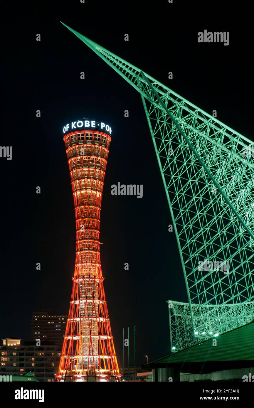 The sweeping green structure of the Kobe Maritime Museum and the iconic ...