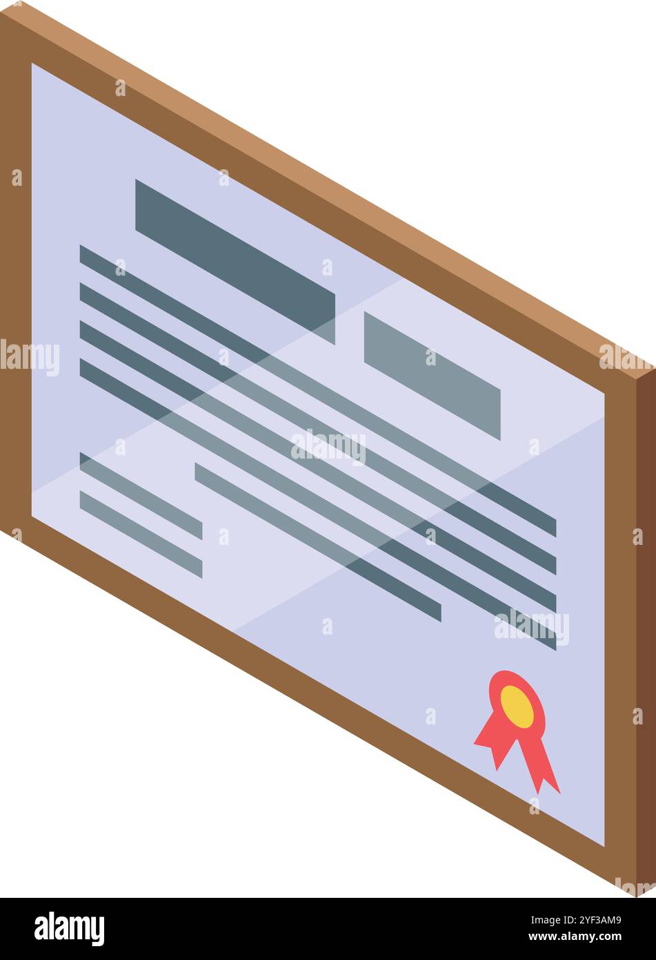 Diploma with red ribbon in wooden frame celebrating academic success ...