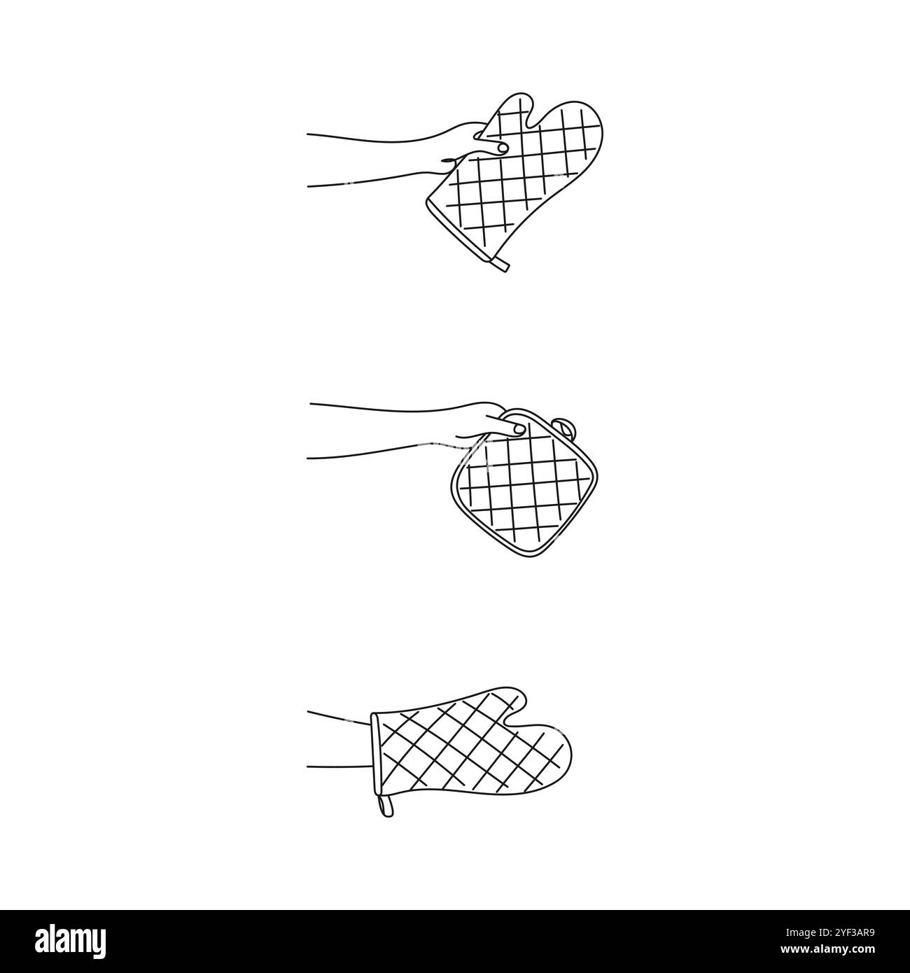 Oven mitt. Chefs protective potholder. Line art. Glove for cooking food ...