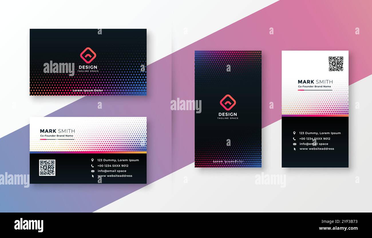colorful halftone style modern business card design Stock Vector Image ...