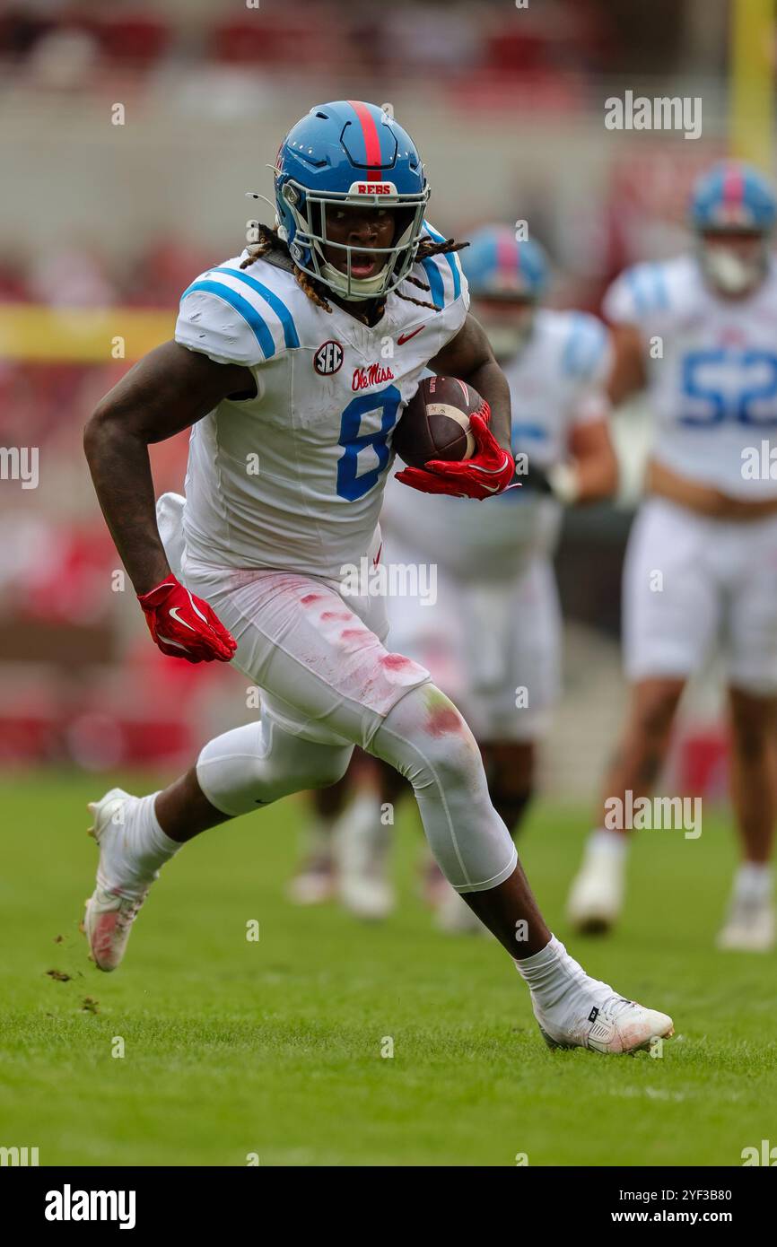 November 2, 2024: Rebels receiver DaeÕQuan Wright #8 comes across the ...