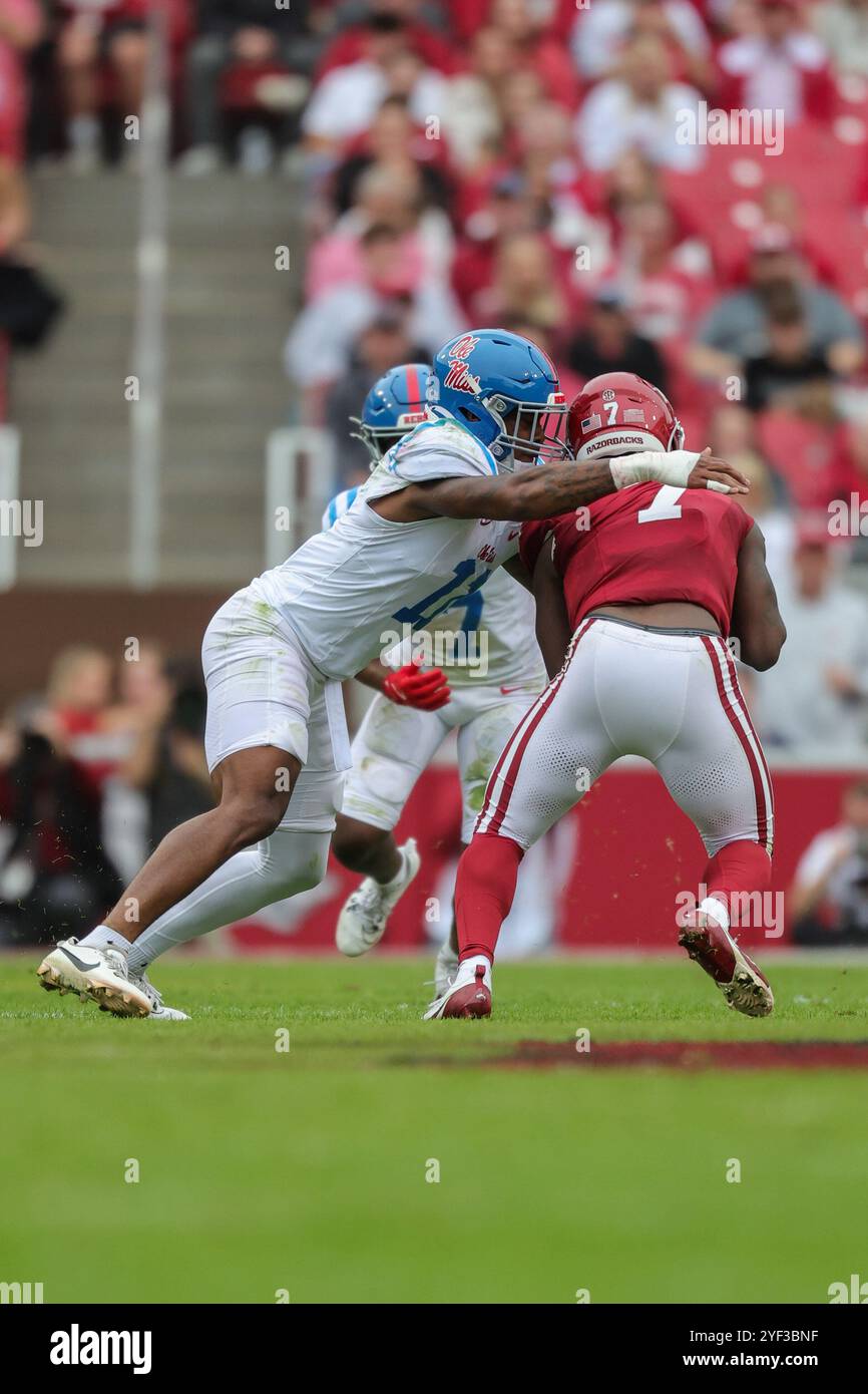 November 2, 2024: Ole Miss linebacker Chris Paul Jr. #11 wraps up ...