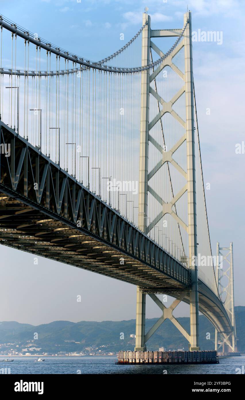 Akashi-Kaikyo Ohashi bridge spanning 4 km over the Akashi Straight is ...