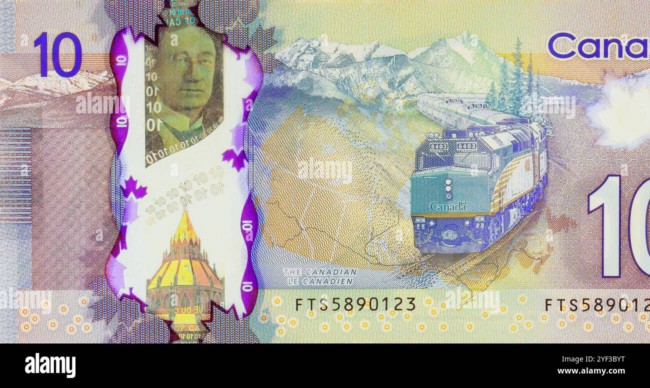 Canadian polymer banknotes in denomination ten dollars issued by Bank ...