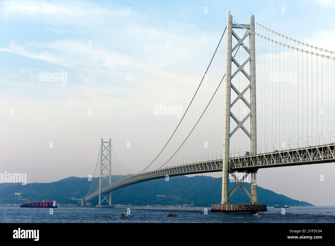 Akashi-Kaikyo Ohashi bridge spanning 4 km over the Akashi Straight is ...