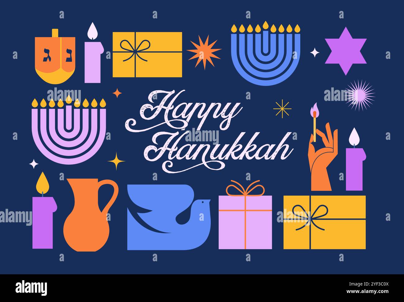 Happy Hanukkah banner, background, poster. Modern design for ...