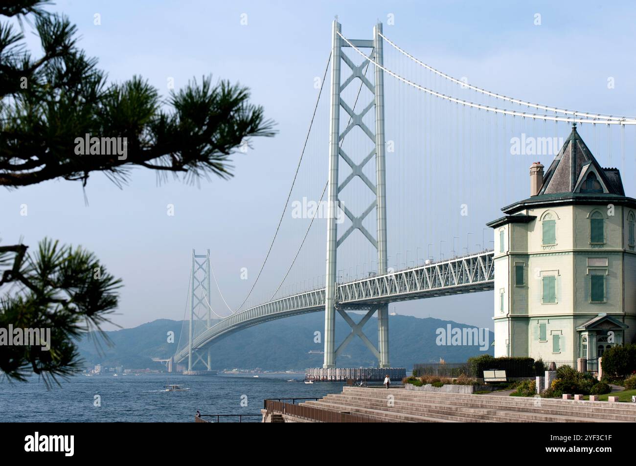 Akashi-Kaikyo Ohashi bridge spanning 4 km over the Akashi Straight is ...