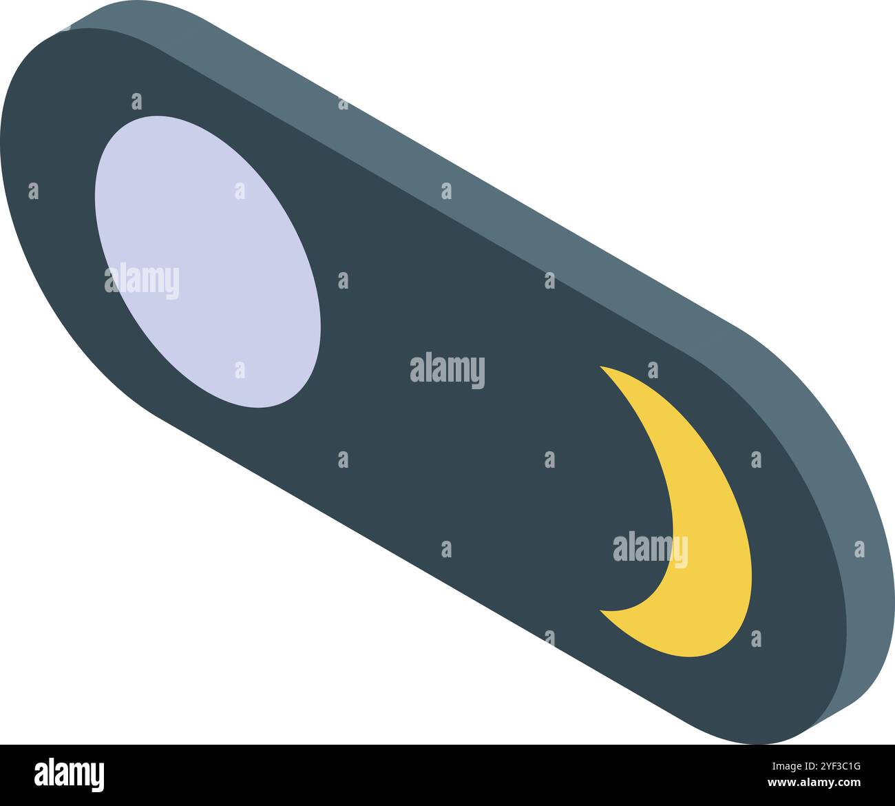 Toggle switch changing from day to night mode, with sun and moon icons ...