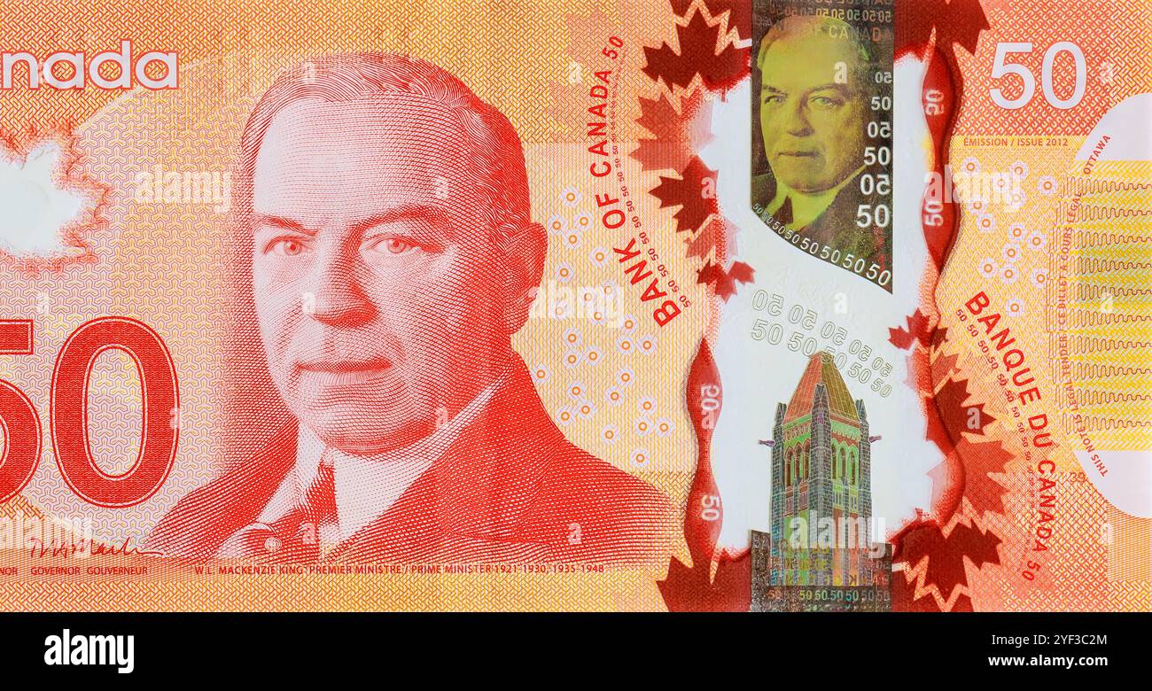 Fifty dollar polymer banknotes issued by Bank of Canada in ...