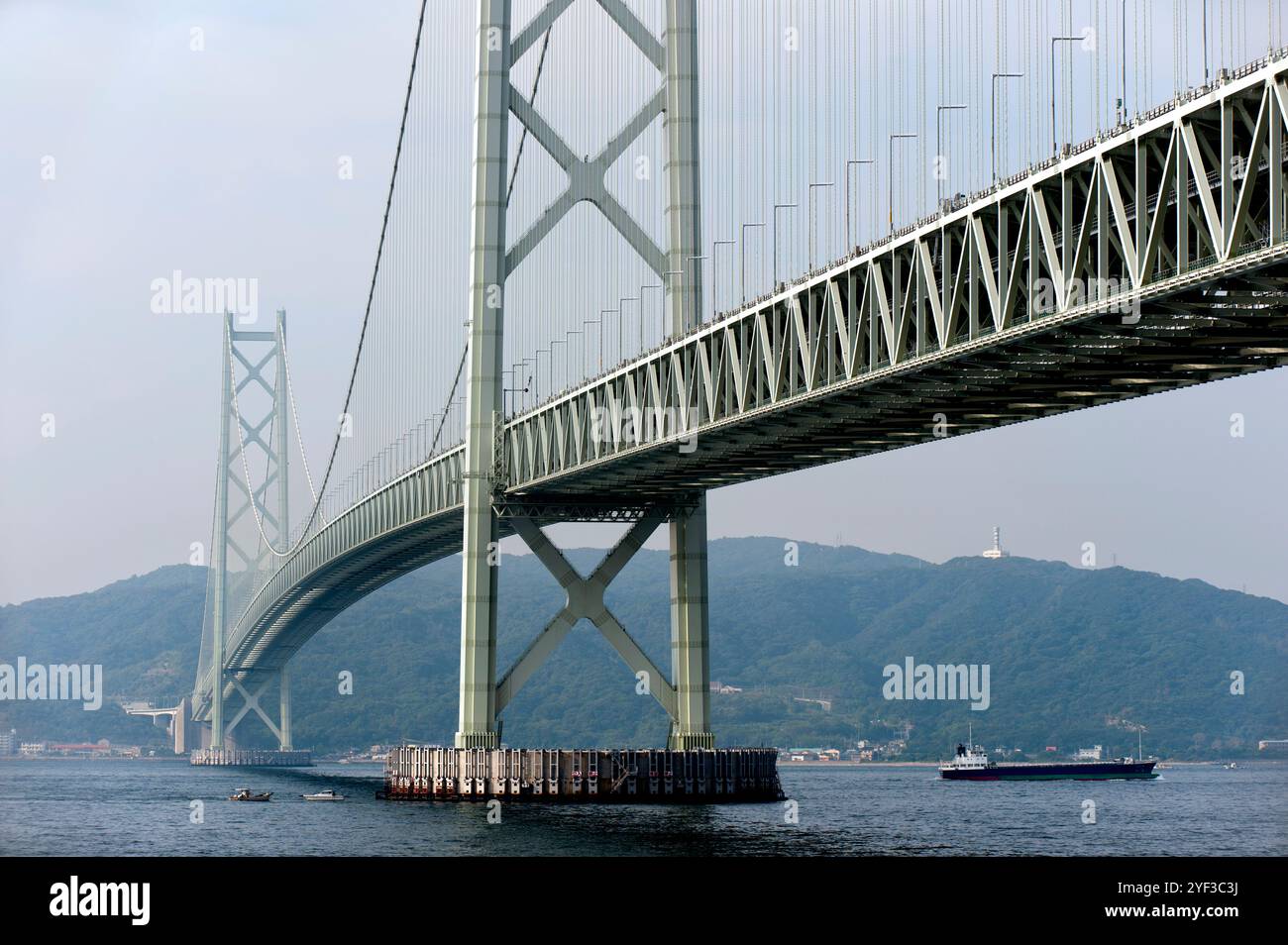 Akashi-Kaikyo Ohashi bridge spanning 4 km over the Akashi Straight is ...