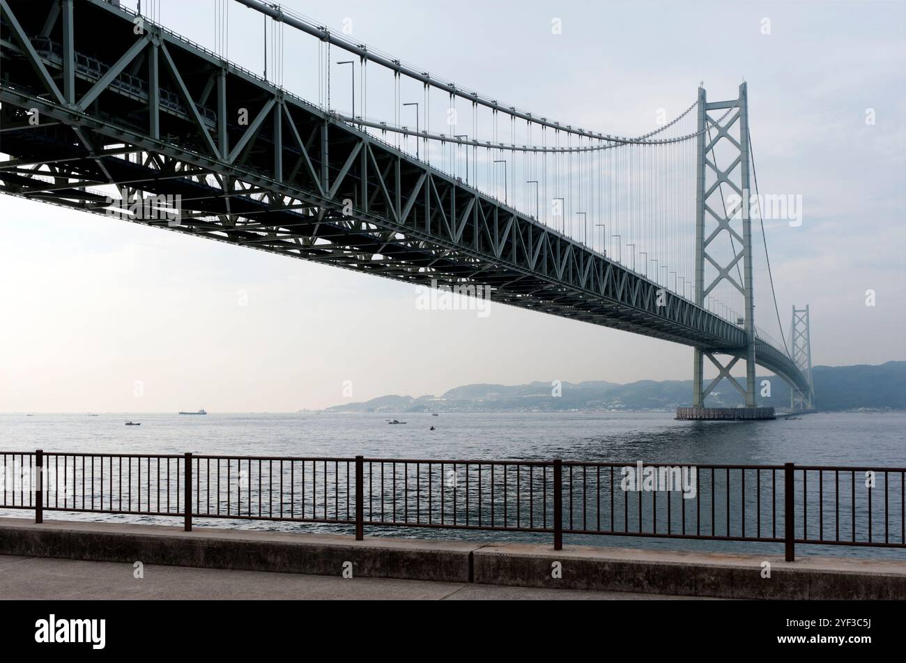 Akashi-Kaikyo Ohashi bridge spanning 4 km over the Akashi Straight is ...