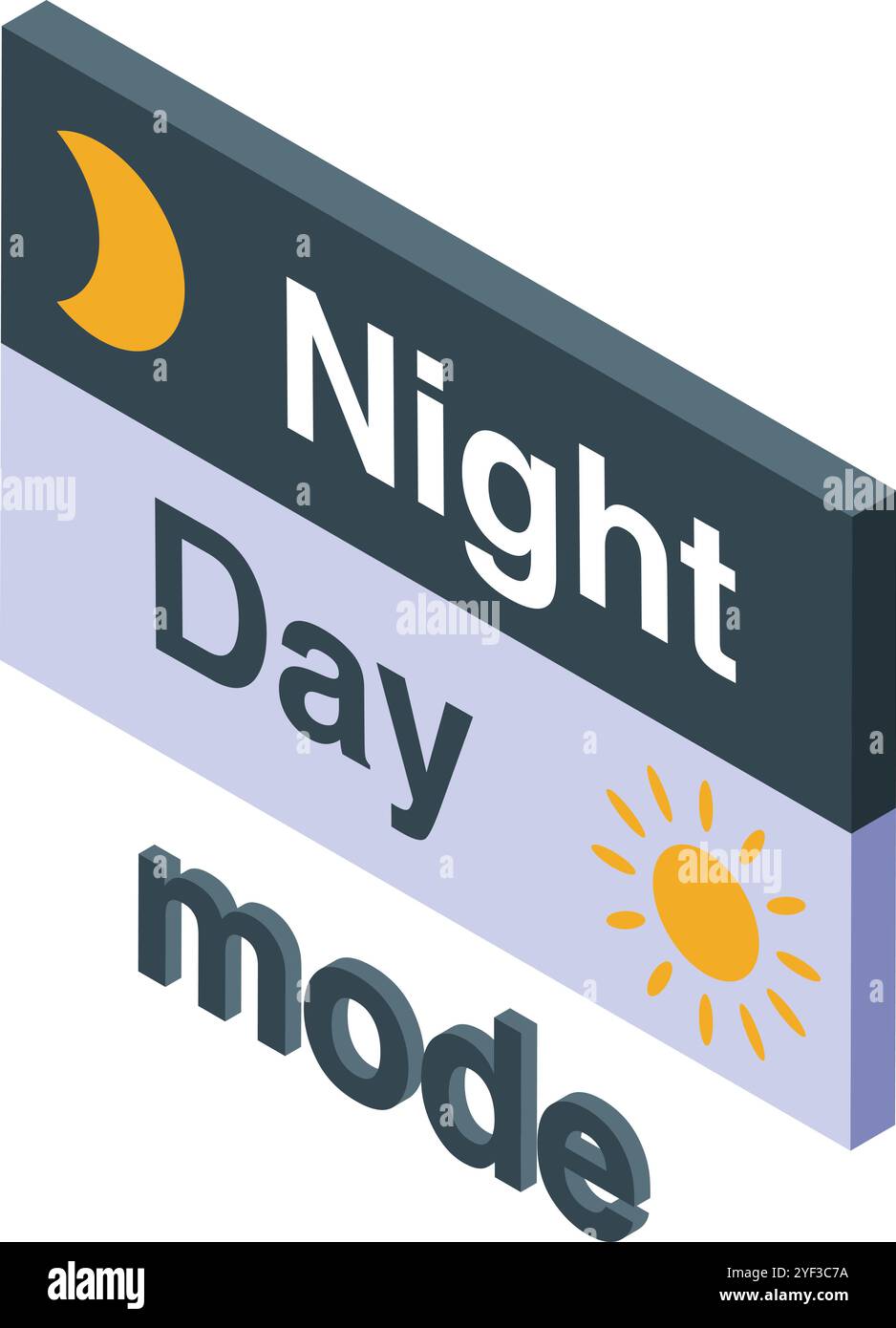 Toggle displaying night or day mode with sun and moon icons Stock ...