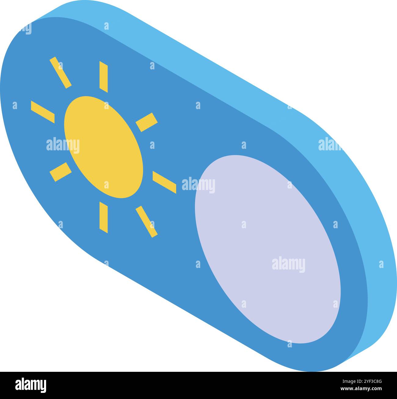 Sun mode toggle button activating summer or daytime settings, changing ...