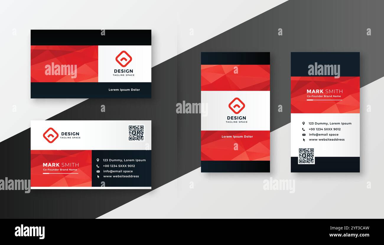 geometric red theme company business card design Stock Vector Image ...