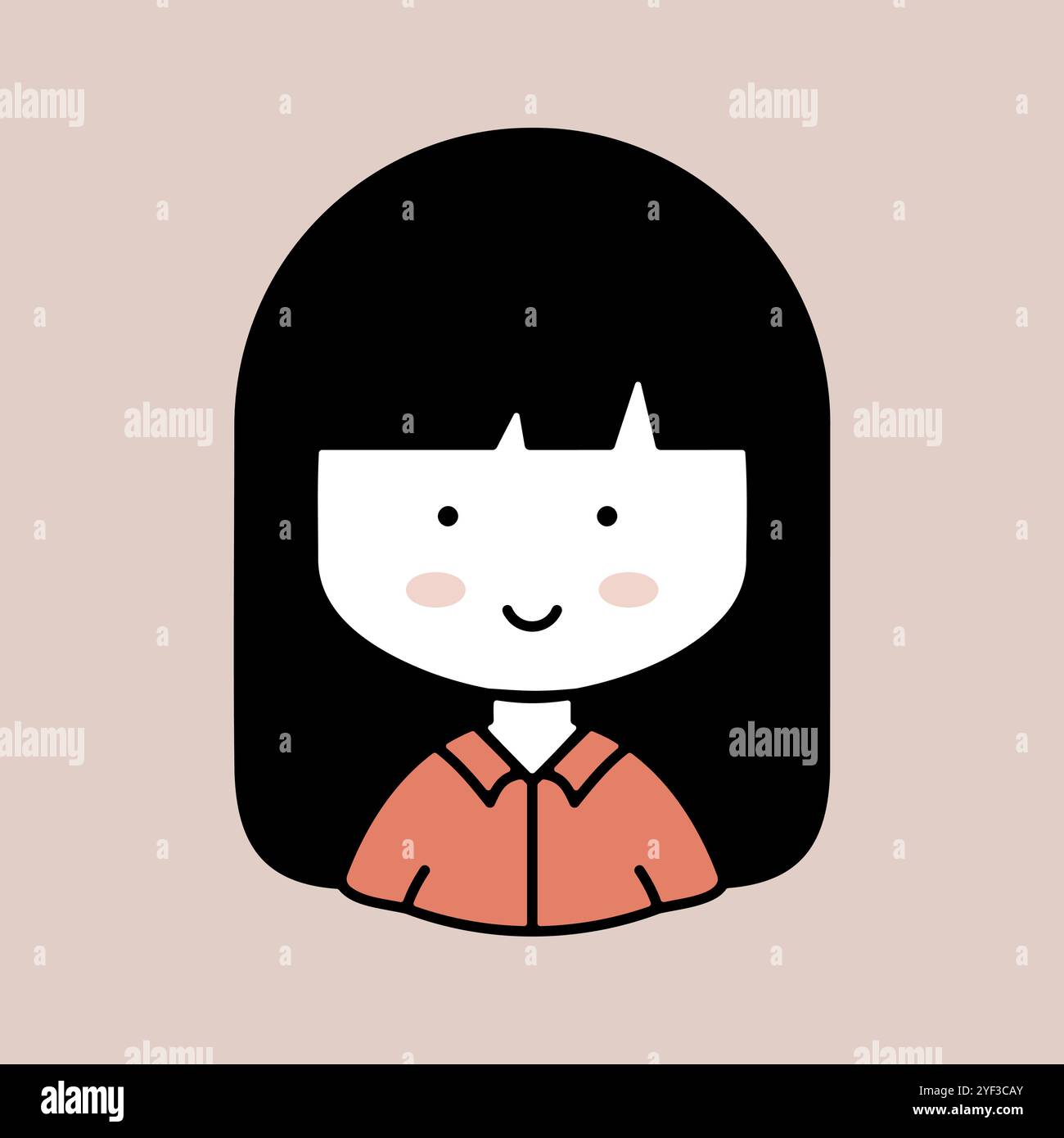 Woman girl with long straight hair vector icon. Hair down symbol ...