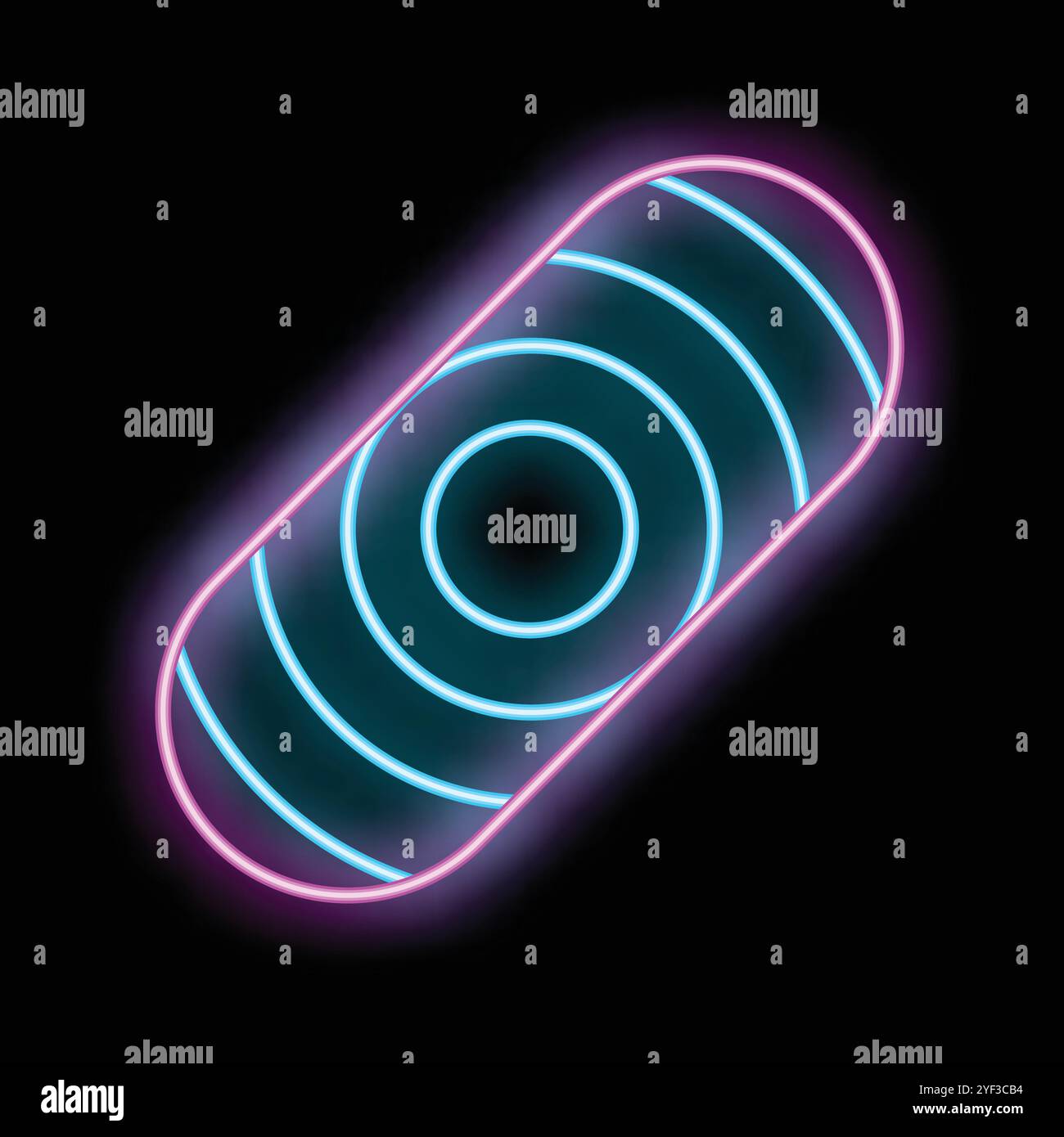 Blue and pink neon sign showing a fingerprint scanner icon on a dark ...