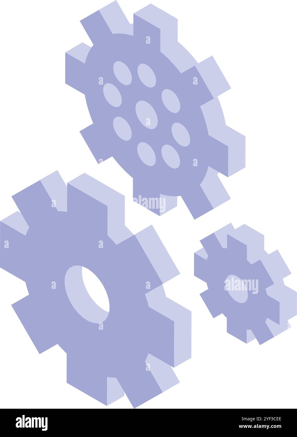 Three purple gears rotating smoothly, symbolizing seamless integration ...