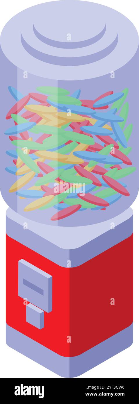 Colorful chewing gum vending machine dispensing colorful candy ...