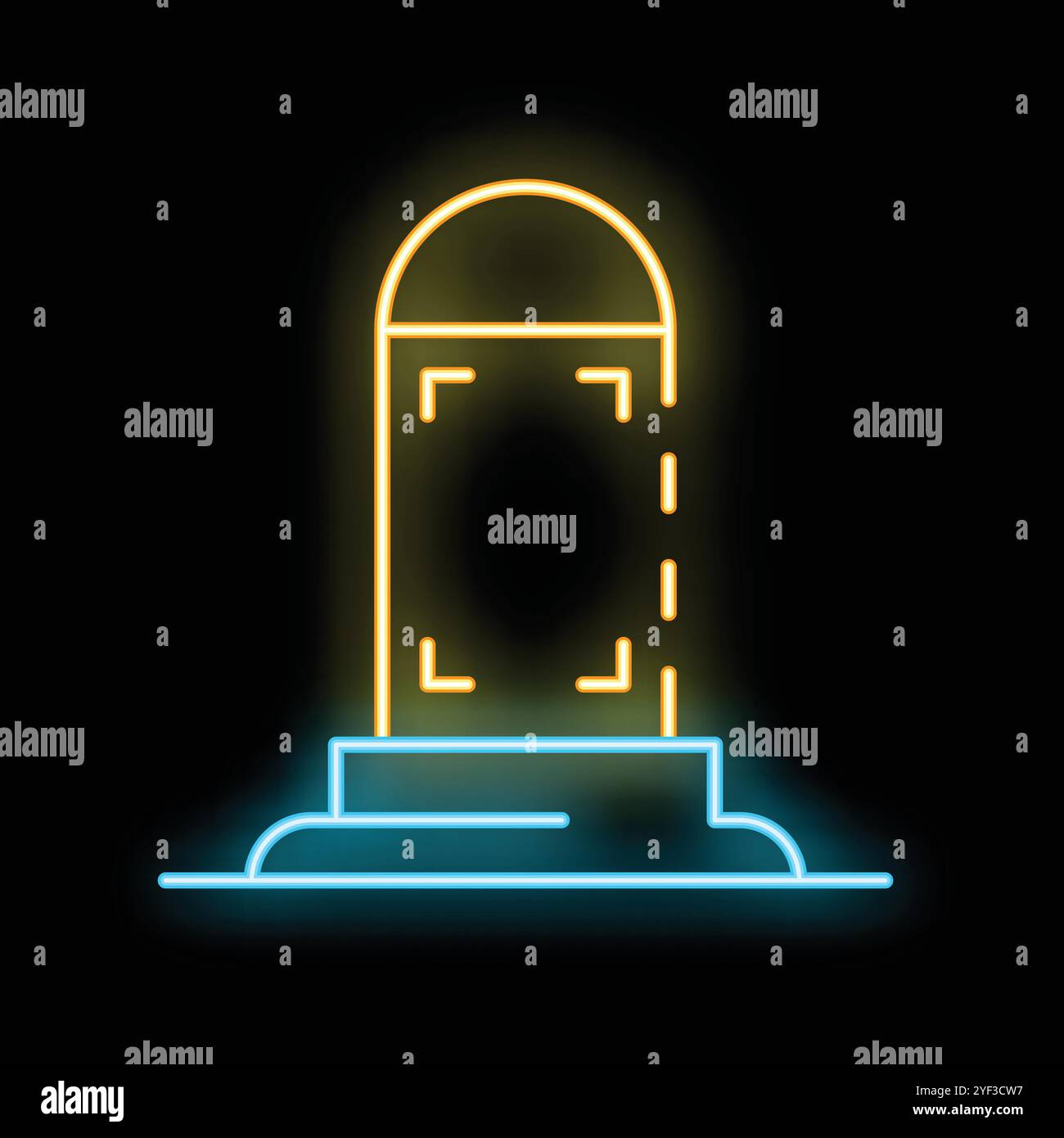 Glowing neon line grave with tombstone rest in peace rip icon isolated ...