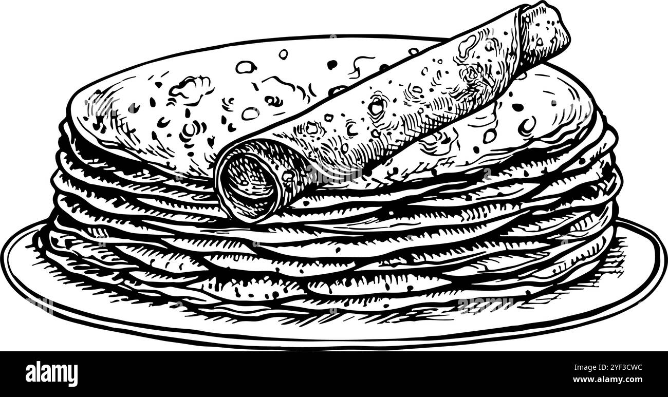 Pancakes rolled Black and White Stock Photos & Images - Alamy
