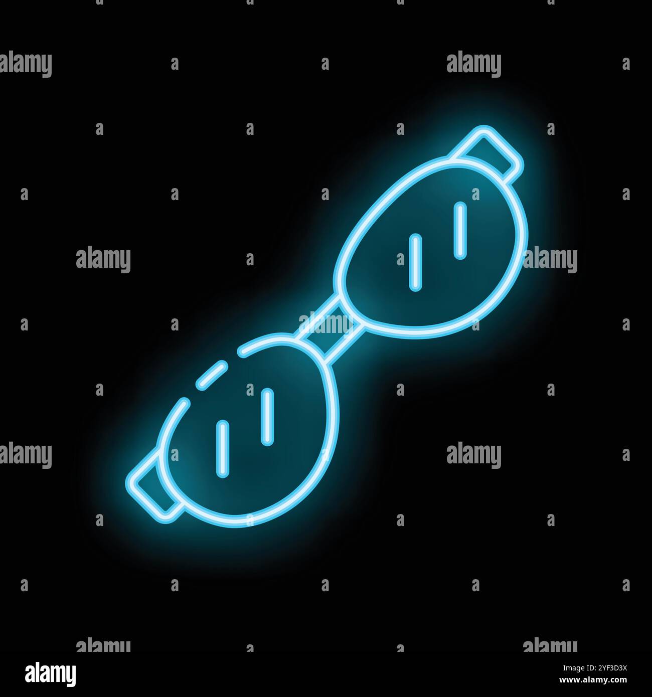 Bright blue neon sign depicting swimming goggles, perfect for poolside ...