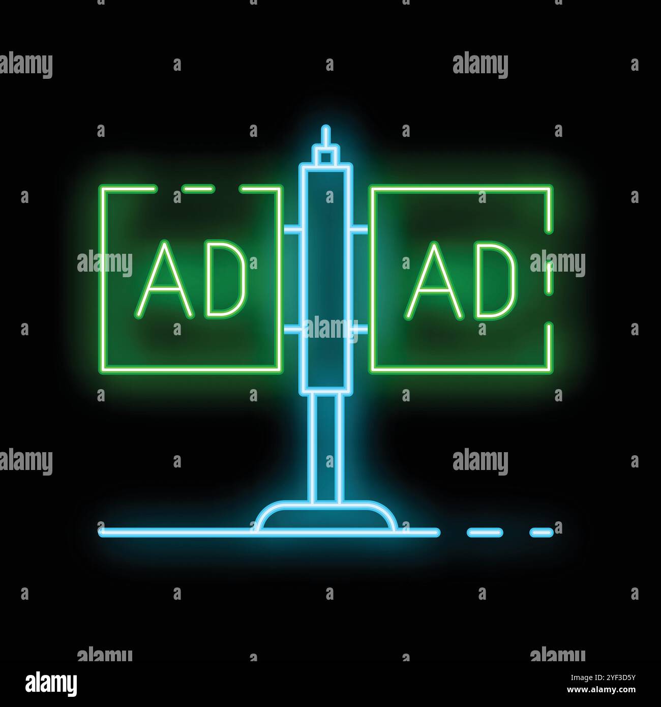 Neon sign showing advertisement on a black background Stock Vector ...